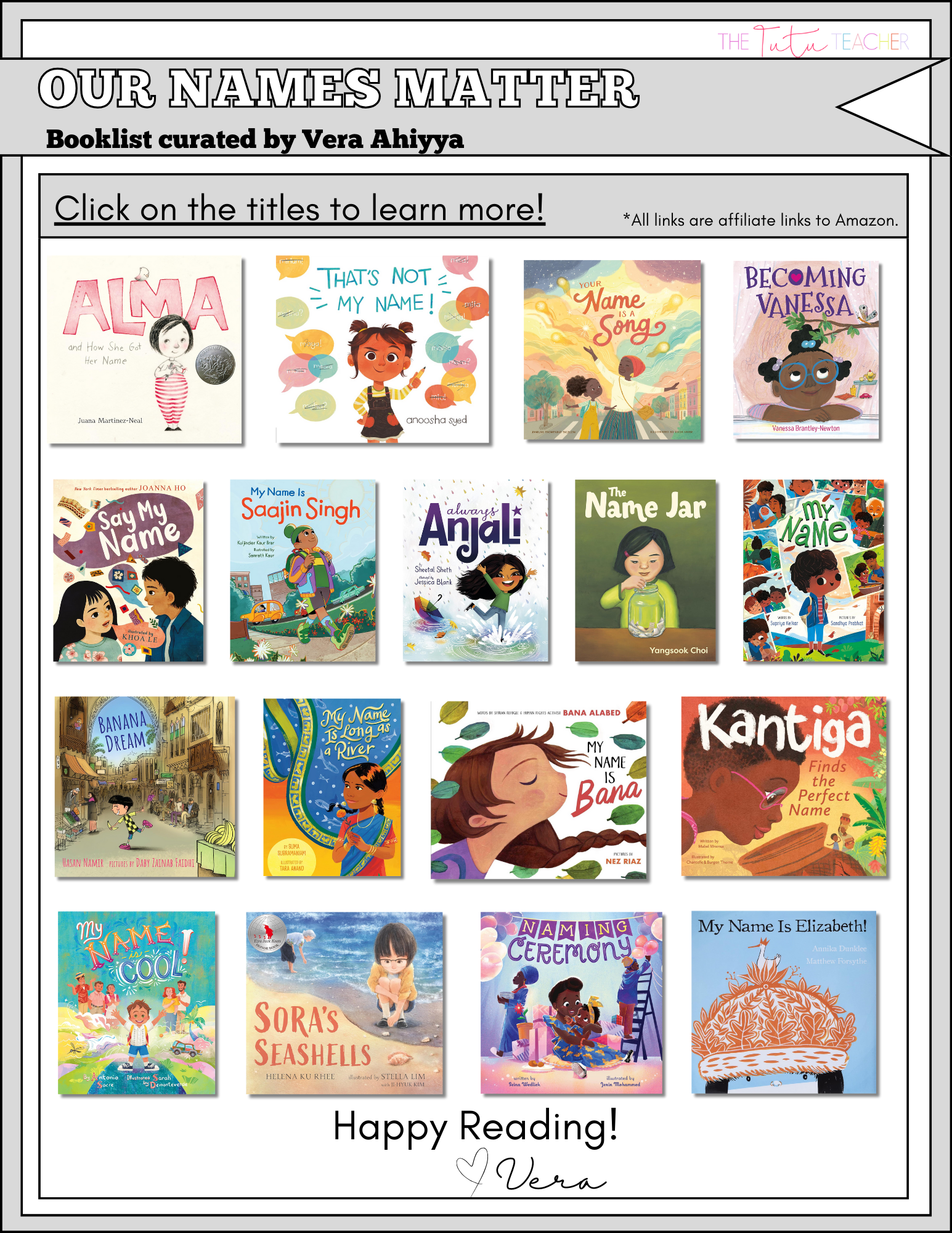 Our Names Matter: A booklist about names – The Tutu Teacher